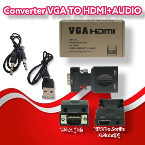 Jual CONVERTER/KONEKTOR VGA(M) TO HDMI(F) +AUDIO - Kabel Konverter - Alnect Komputer Webstore